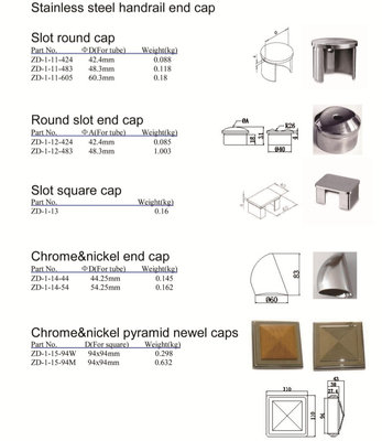 stainless steel handrail end cap/stainless steel flat end cap with thread that used for building/handrail end cap