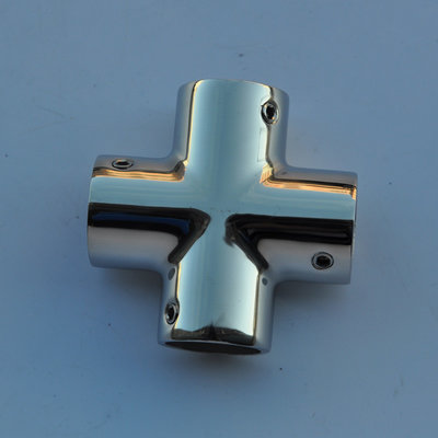 Boat Hand Rail Fittings-90 Degree 1" 4 Way Cross Centre-Marine Stainless Steel