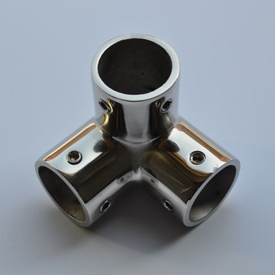 Boat Hand Rail Fittings-90 Degree 3 Way Corner Elbow-Marine Stainless Steel