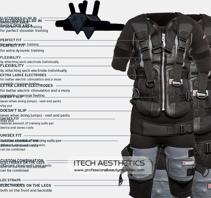 Black Electric Pulse Muscle Stimulator Body Shaping Ems Fitting Fitness Suit