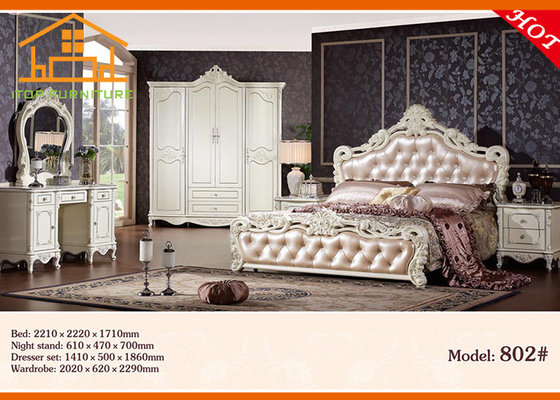 high quality ashley furniture Neo Classical korean style Solid wood King bed factory antique bedroom furniture