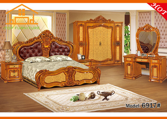antique Synthetic leather Royal Rococo royal russian latest design wooden bedroom furniture oak bedroom furniture set