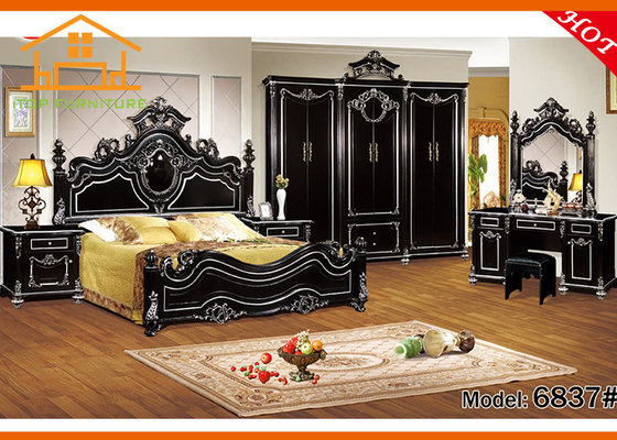 Memory foam romantic style antique Excellent quality Wooden carved heated elegant classical bedroom furniture set