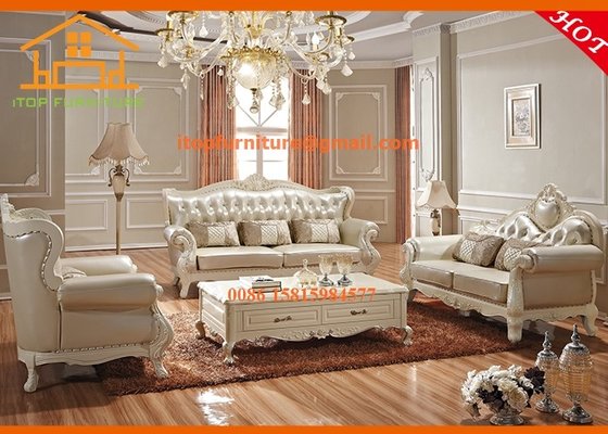 Dubai latest antique wooden top grain leather corner sofa furniture design