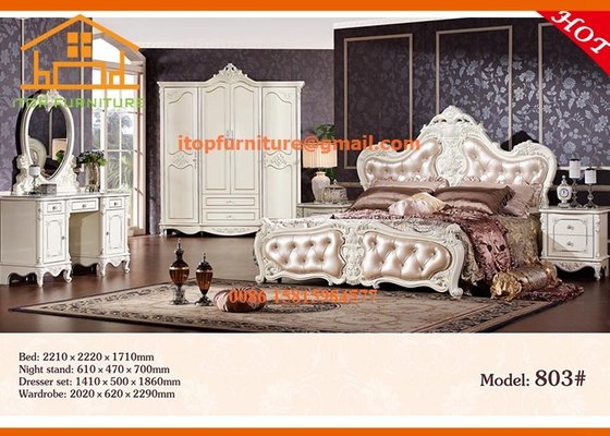 French country antique luxury oak veneer leather bedroom furniture