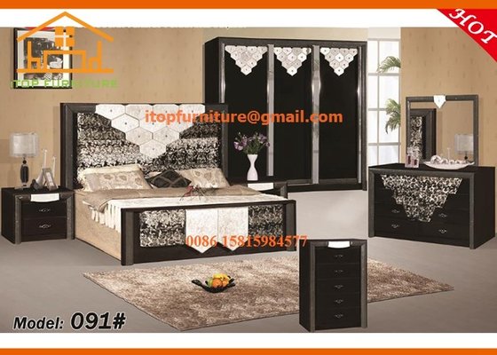 Luxury golden leather French round bed furniture bedroom sets