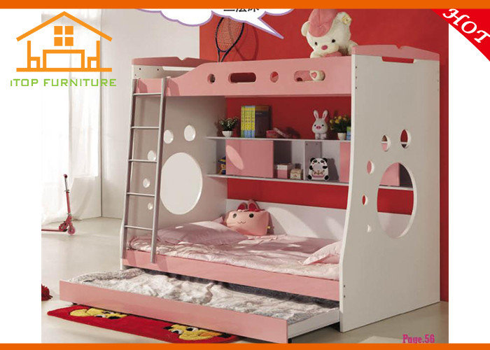 Children solid wooden Twin bunk bed with staircase on End For Kids bedroom furniture
