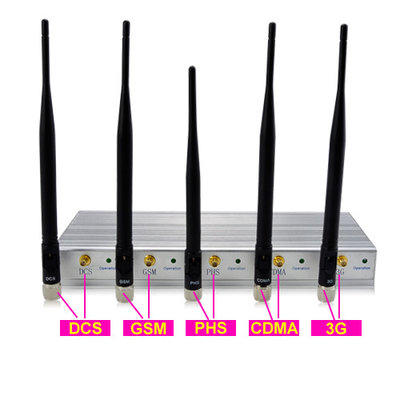 Jammer,Cellphone jammer, 5 Antenna Cell Phone Jammer with Remote Control (3G,GSM,CDMA,DCS)