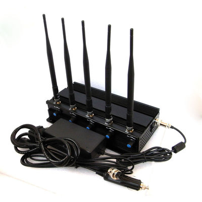 Jammer,Cellphone jammer, Adjustable 5 Antennas GPS LOJACK 315,433, 868 RF Jammer
