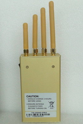Jammer,Cellphone jammer, gps jammer,Golden Color 4 Antennas 3 watt Portable Cellphone GPS Jammer