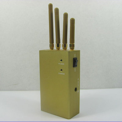 Jammer,Cellphone jammer, gps jammer,Golden Color 4 Antennas 3 watt Portable Cellphone GPS Jammer