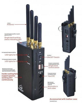 Jammer,Cellphone jammer,wifi  jammer,4 Antennas Portable Cell Phone and WIFI Jammer With Dip Switch