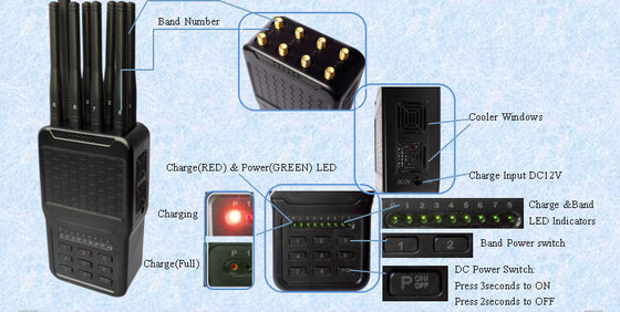 High Power 8 Antennas  portable Cellphone 5.8 Ghz  Cellphone Jammer Signal Blocker