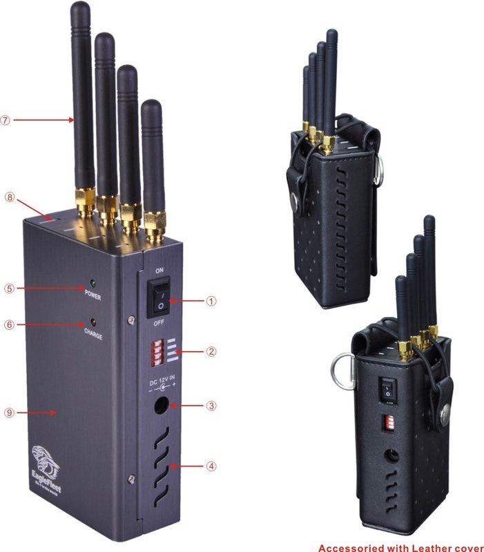Jammer,Cellphone jammer,4 Antennas Portable Mobile Signal Jammer With Dip Switch