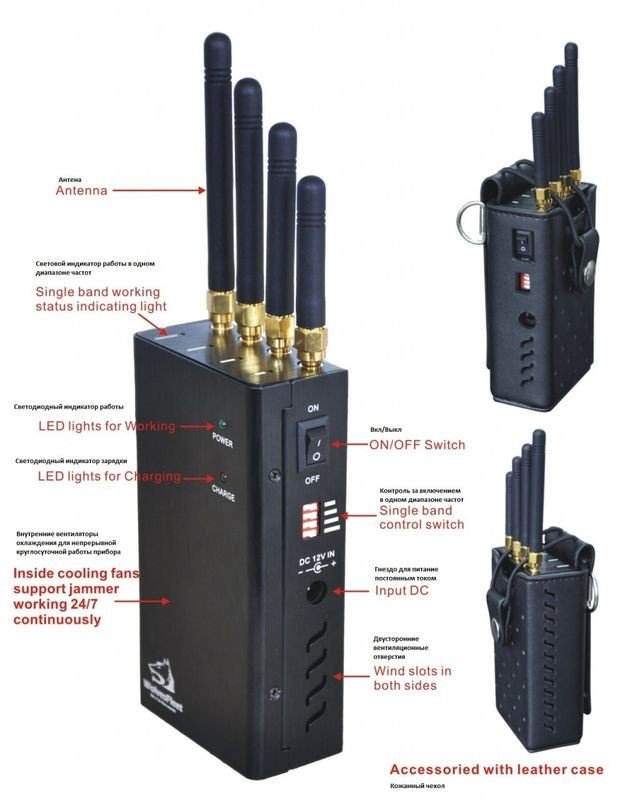 Jammer,Cellphone jammer,wifi  jammer,4 Antennas Portable Cell Phone and WIFI Jammer With Dip Switch