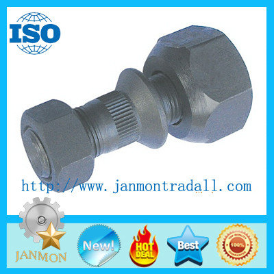 Front Bolt,Grade 10.9 black hex bolt,Truck bolt with nut,Grade 12.9 bolt with nut,Black hub wheel bolt with nut grade8.8