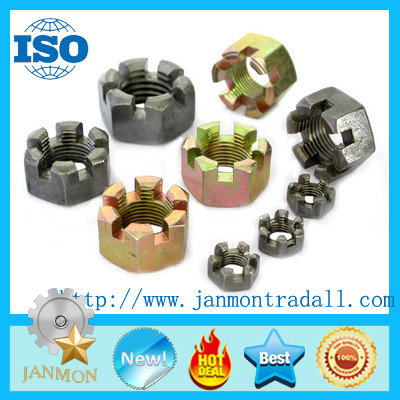 Hex Slotted / Castle Nuts,Black oxide castle nut,Black hex slotted nut,Black hex grooved nut,Black castle nut,Tractornut