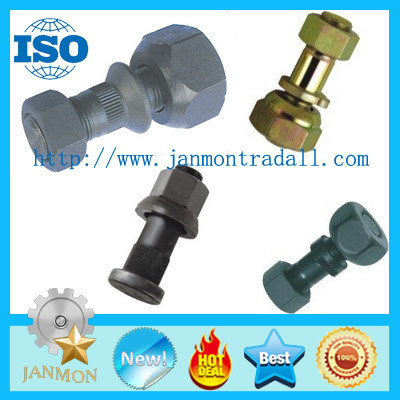 Front Bolt,Grade 10.9 black hex bolt,Truck bolt with nut,Grade 12.9 bolt with nut,Black hub wheel bolt with nut grade8.8
