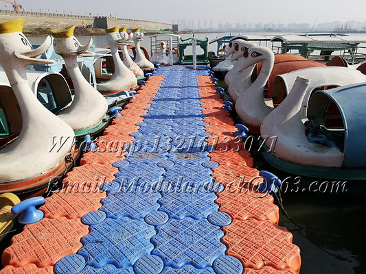 Floating dock on river