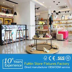 China Wood and Glass Clothes Display Stand Wall Shelf supplier