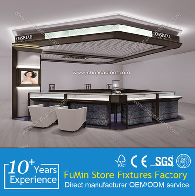 Customized unique glass wall jewelry display showcase for mall supplier