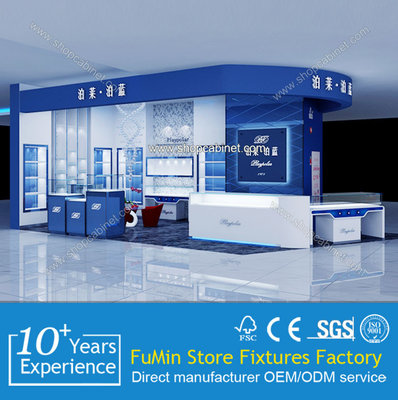 Customized unique glass wall jewelry display showcase for mall supplier