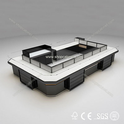 High end modern wood custom made tempered glass jewelry showcase supplier