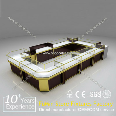 Hot sale wooden and glass watch jewelry showcase with LED lighting supplier