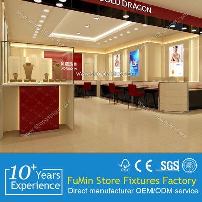 Luxurious Wooden Jewelry Display Showcases With LED lights for jewelry store supplier