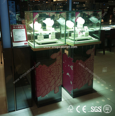 france china glass shelf jewelry showcase supplier