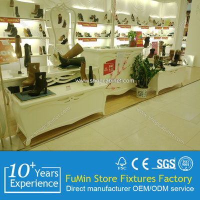 Chinese factory new advertising custom paper cardboard floor standing shoes display shelf supplier