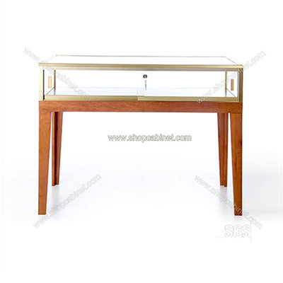 custom store free standing lockable wooden glass display cabinet/wood display cabinet/glas supplier