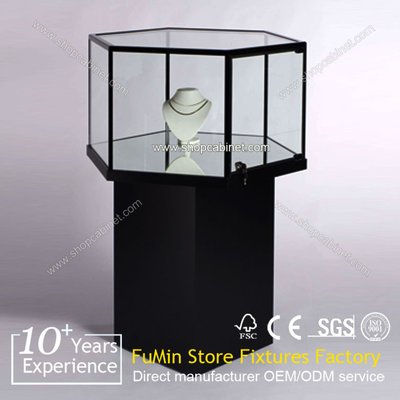 Mordern Titanium Alloy Glass Display Showcase,Glass Jewelry Display Cabinet supplier