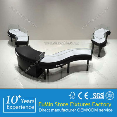 Mordern Titanium Alloy Glass Display Showcase,Glass Jewelry Display Cabinet supplier