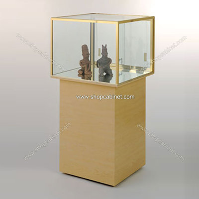 White Wood Bottome Glass Jewelry Display Cabinet supplier