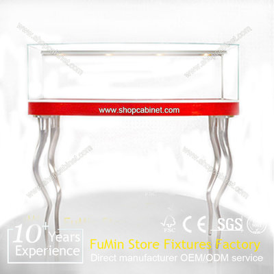 White Wood Bottome Glass Jewelry Display Cabinet supplier