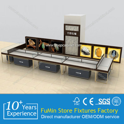 baking painting jewelry glass counter display cabinet with ligths decorate supplier