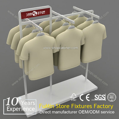 Double rail display rack stand/ Metal store fixture garment rack supplier