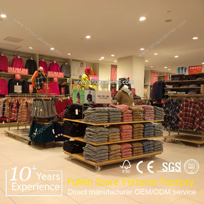 Custom store freestanding sided shop furniture garment display supplier