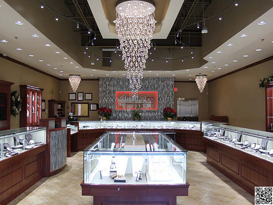 Wonderful jewellery shop interior design jewelry display showcase MDF jewelry showcase supplier
