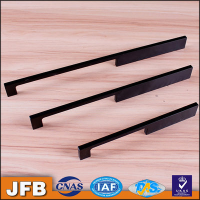 128/160/192/320MM holes distances Anodized Black finish aluminum wardrobe pull kitchen cabinet handle supplier
