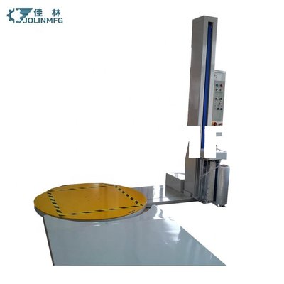 customized carbon steel yellow turnable semi-auto pallet wrapping machine with stretch film