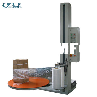 customized carbon steel yellow turnable semi-auto pallet wrapping machine with stretch film