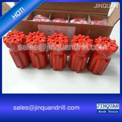 T38 3" threaded button bits 76mm retrac drop center spherical buttons