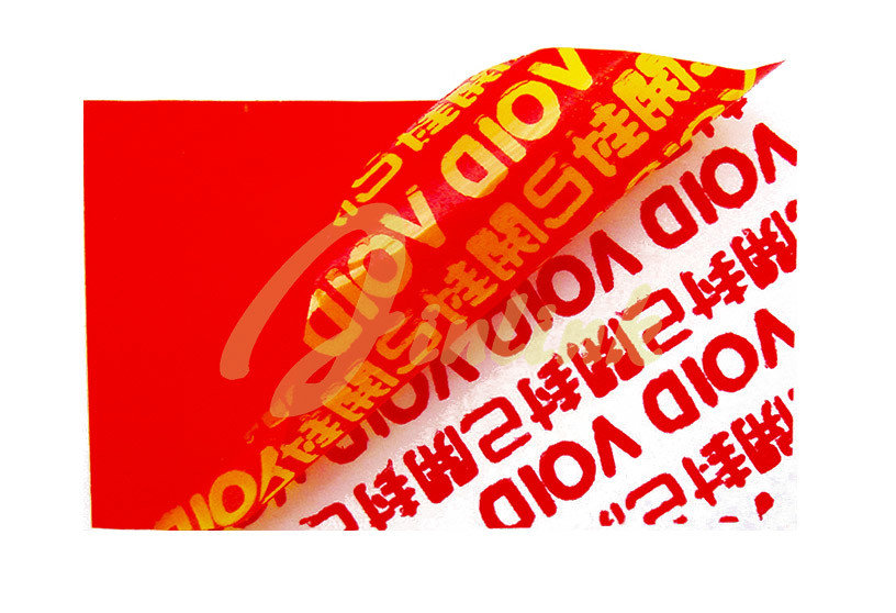 Multi color Tamper Evident Security VOID Label Material, Partial transfer multi color tamper proof label material