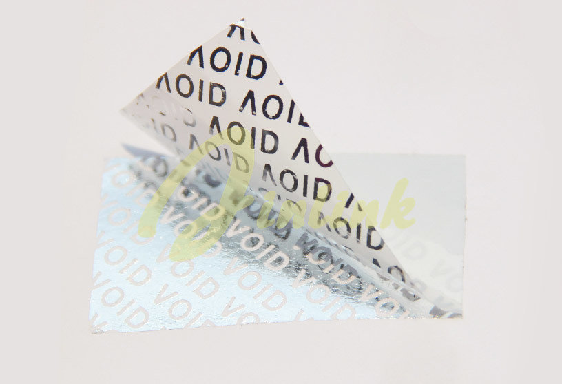 Matt silver total Transfer Anti-Tamper Security VOID Label Material, Metalized full transfer void label material