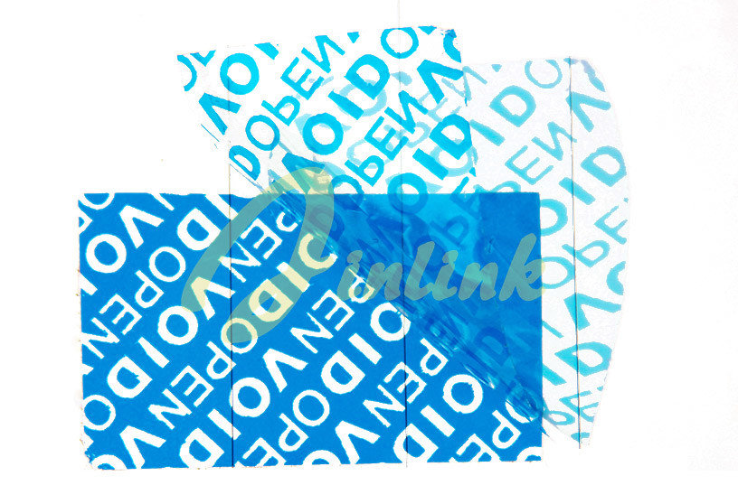 Full Residue Tamper Evident Security VOID Label Material, Blue color customized tamper proof security label material