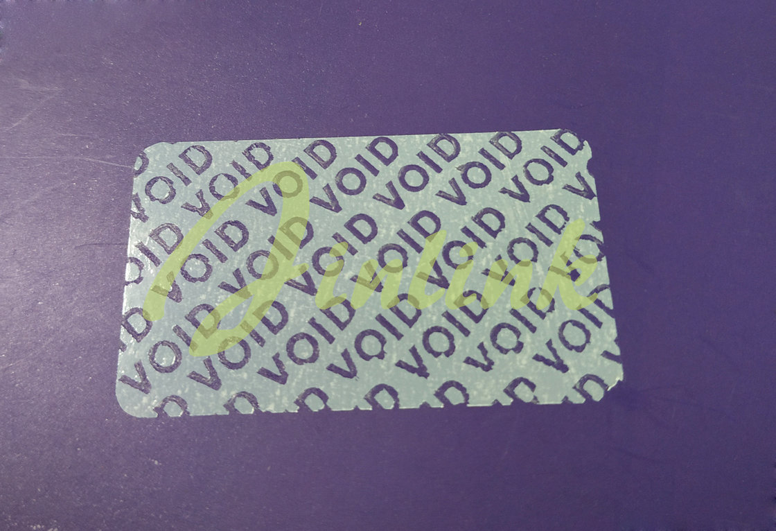 White total transfer warranty security void open label material , Full residue tamper evident void label material
