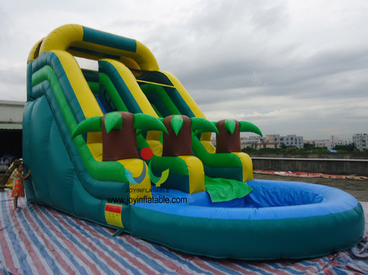commercial inflatable water slide with pool made of 18 OZ. pvc tarpaulin from Guangzhou inflatable bounce water slide-32