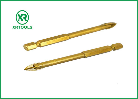 China Titanium Coated Glass Metric Masonry Drill Bits Gold Color Welded Process supplier